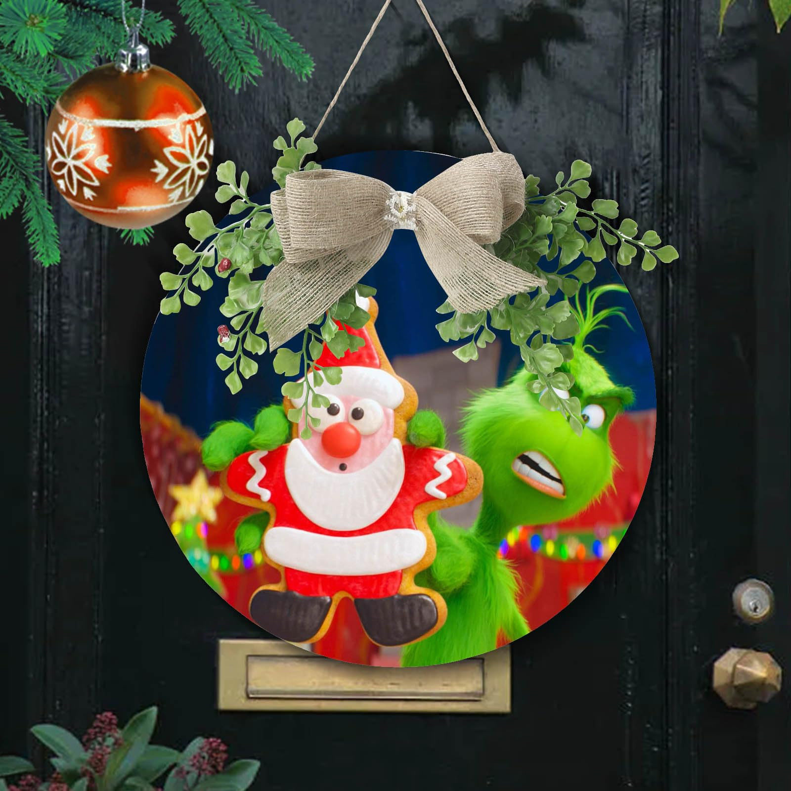 Gomind Christmas Grinch Front Door Welcome Sign, Merry Grinchmas Wooden ...