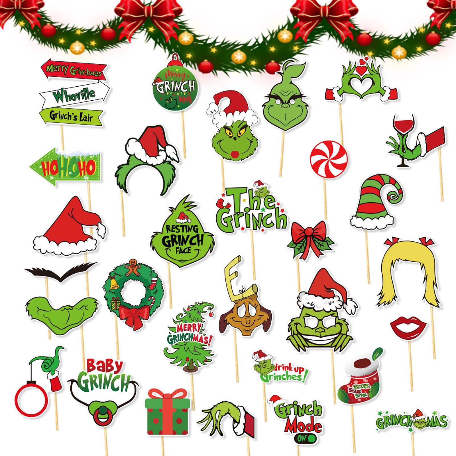 Gomind Grinch Christmas Photo Props Set Grinch Merry Christmas Photo ...