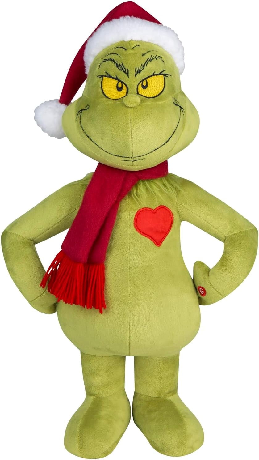 Gomind Grinch Plush Holiday Greeter with Light Up Heart, Christmas ...
