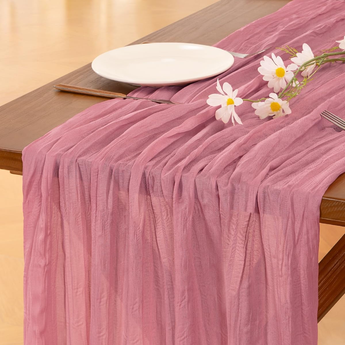Gomind Mauve Table Runner Spring Easter Cheesecloth Table Runner 120 ...