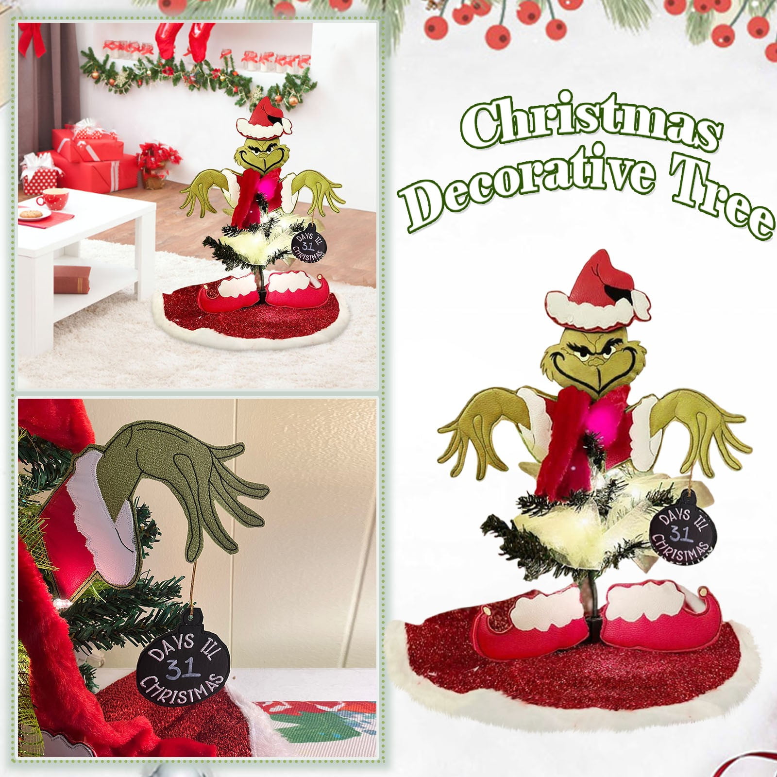 Gomind One Mini Grinch Christmas Holiday Tree Clip On Tree-Christmas ...