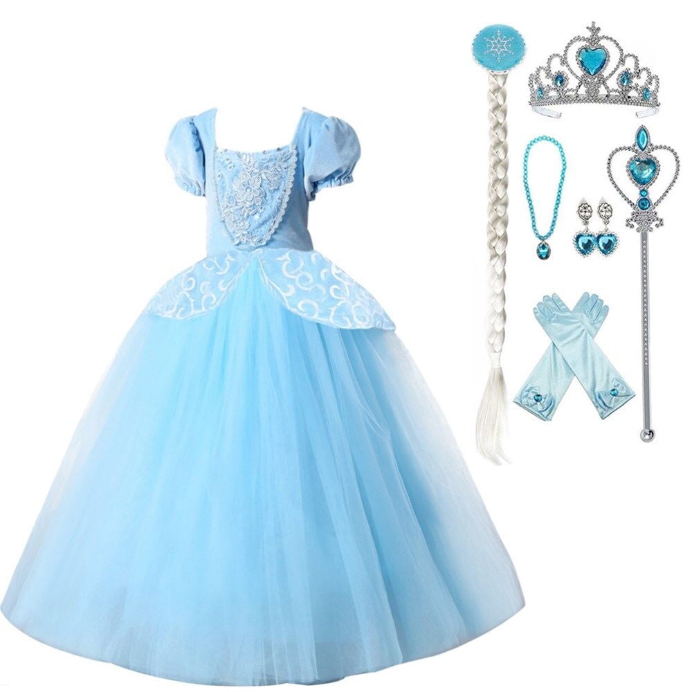 Gomind Princess Dress Cinderella Costume for Girls Puff Sleeves Fancy ...
