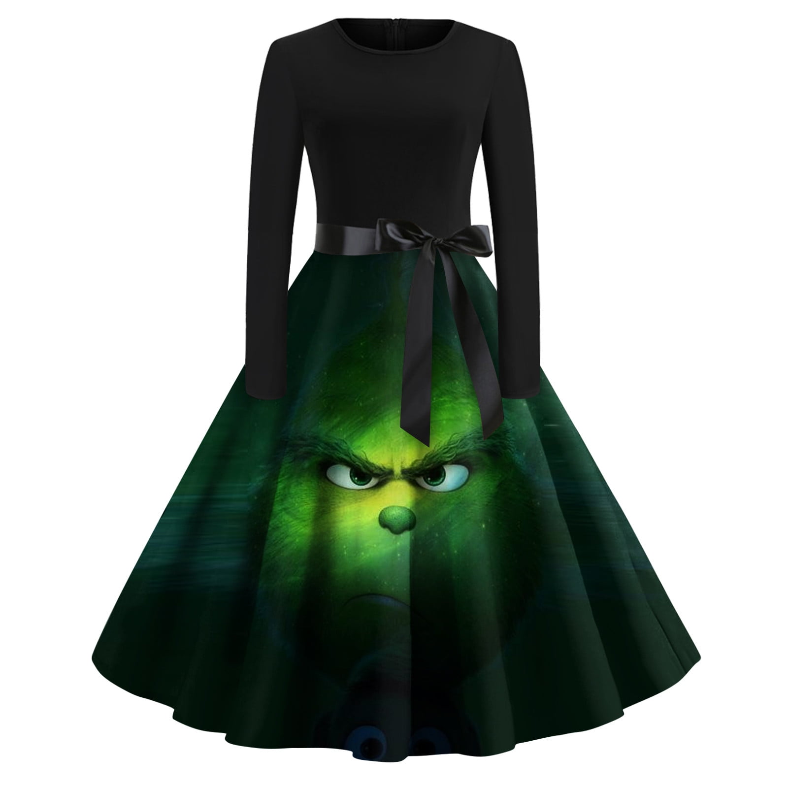 Gomind Womens Grinch Dresses 2024 Vintage Grinch Print Long Sleeve