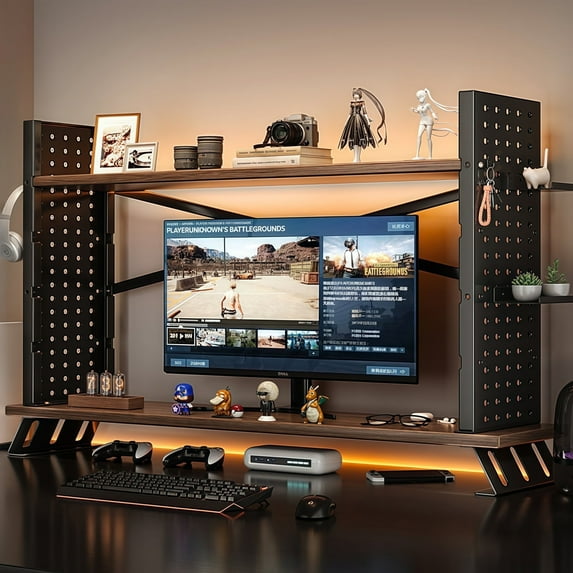 Gomok 2-Tier Desktop Bookshelf, Adjustable Desk Shelf Bookcase Storage ...