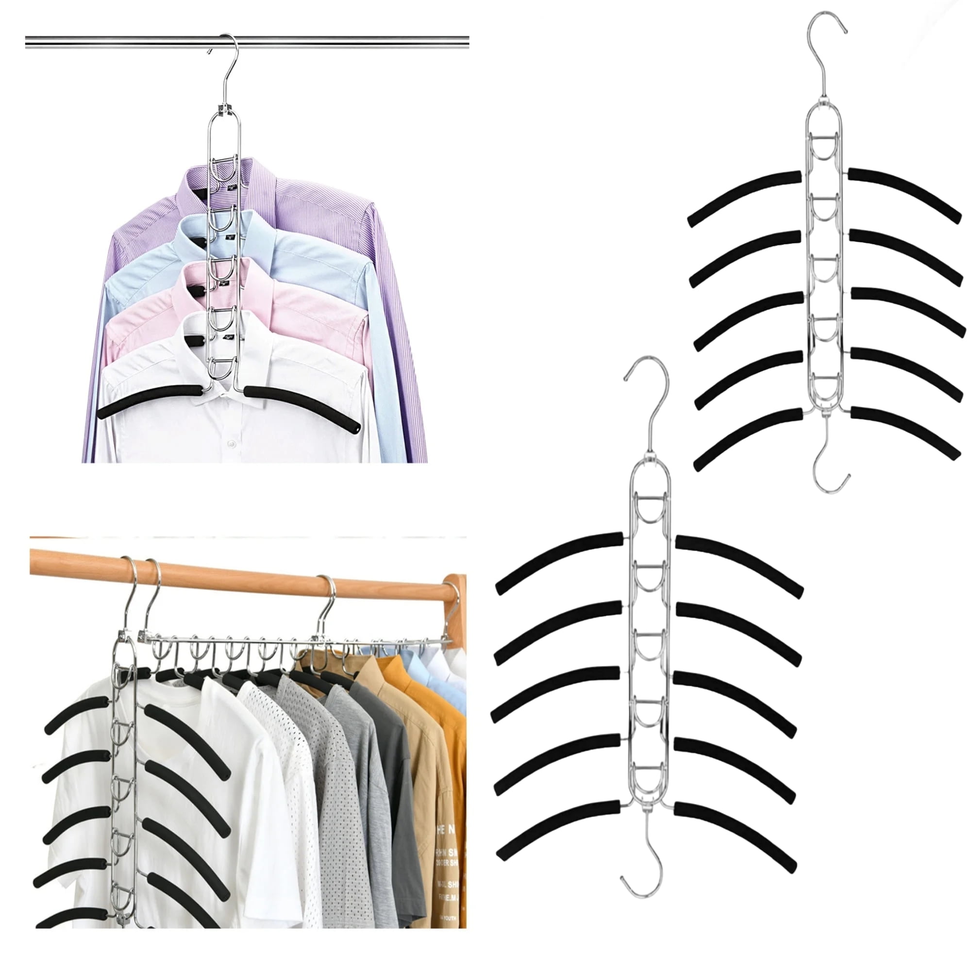 Gomok 2 pack Space Saving Hangers Metal Magic Hangers Closet Space ...