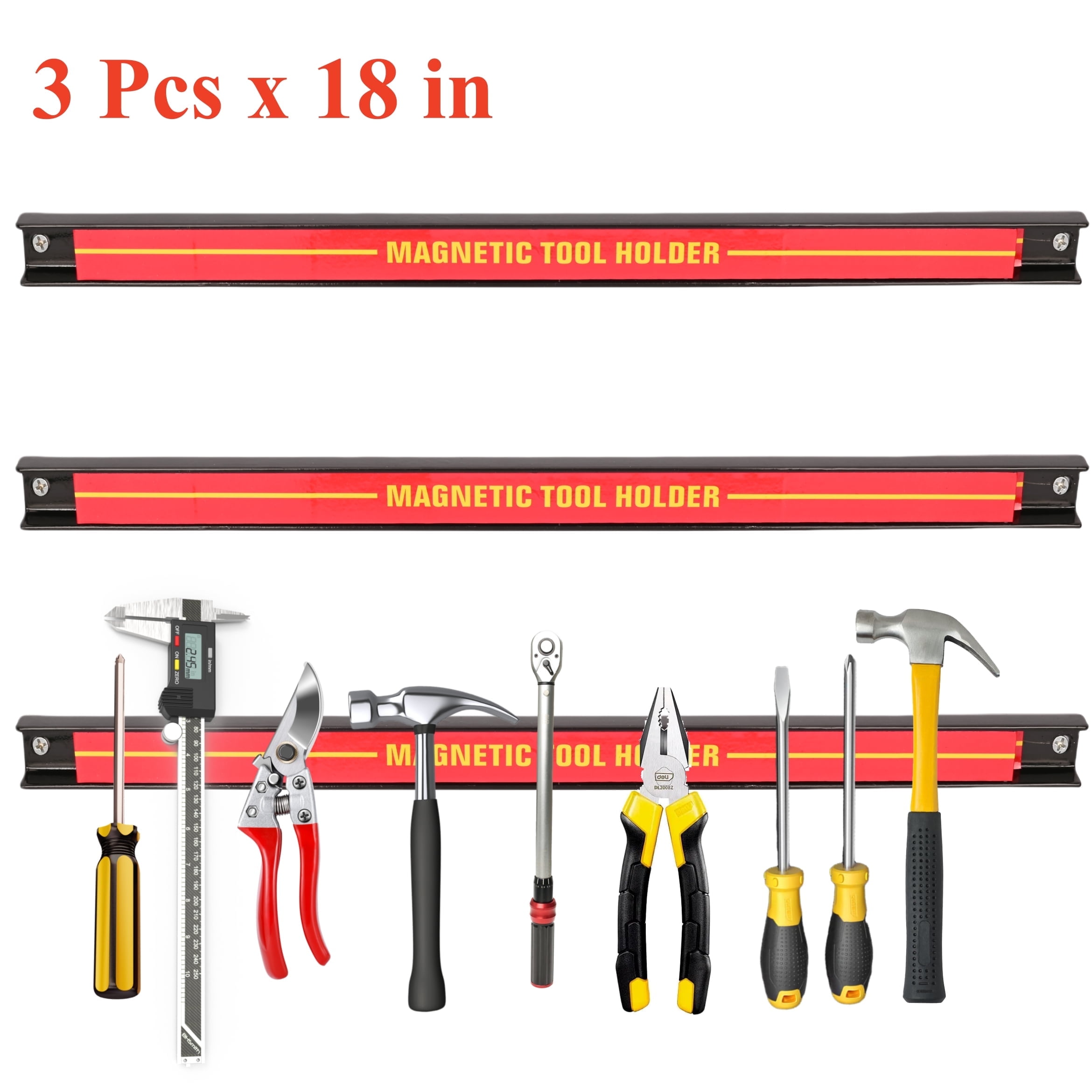 Gomok 3 Pcs Magnetic Tool Holder Bar, Magnet Hardware Tool Storage Bar ...