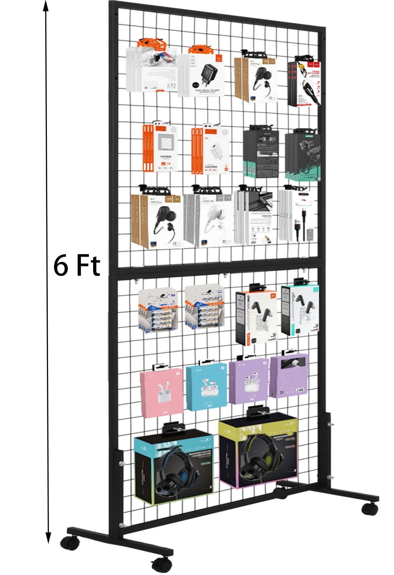 Gomok 3' x 6' Gridwall Panel Tower Metal T-Base Floorstanding Grid Wall ...