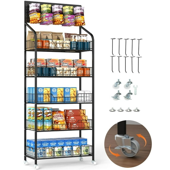 Gomok 5-Tier Retail Display Rack, 23.6" x 10.6" x 67" Mobile Storage ...