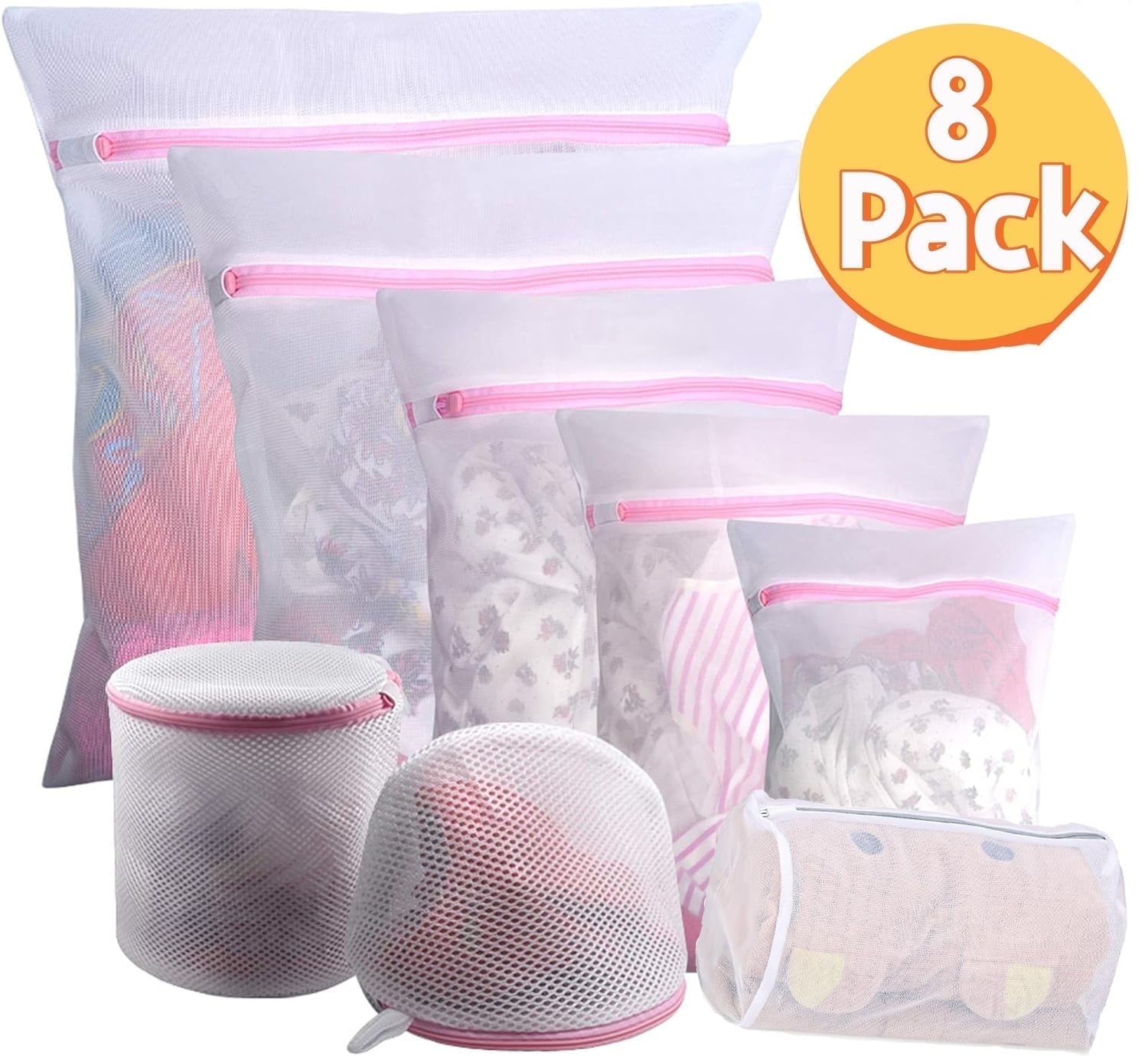 Gomok 8 Pack Durable Delicates Mesh Laundry Bags, White Mesh Storage ...