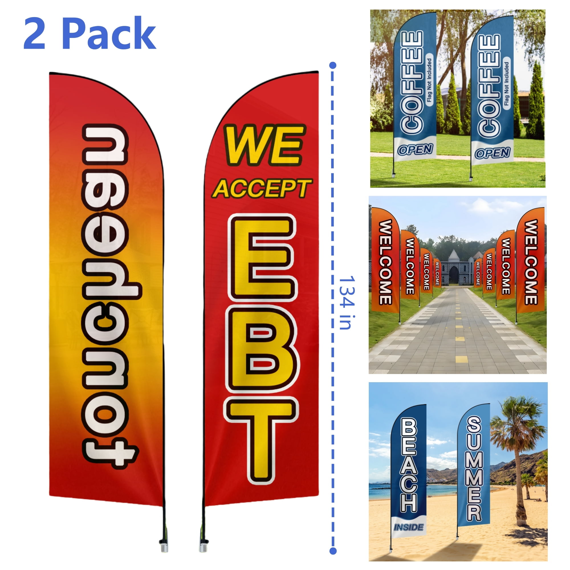 Gomok Feather Flag Pole Kit, Now Open House Flag Pole Sets for ...