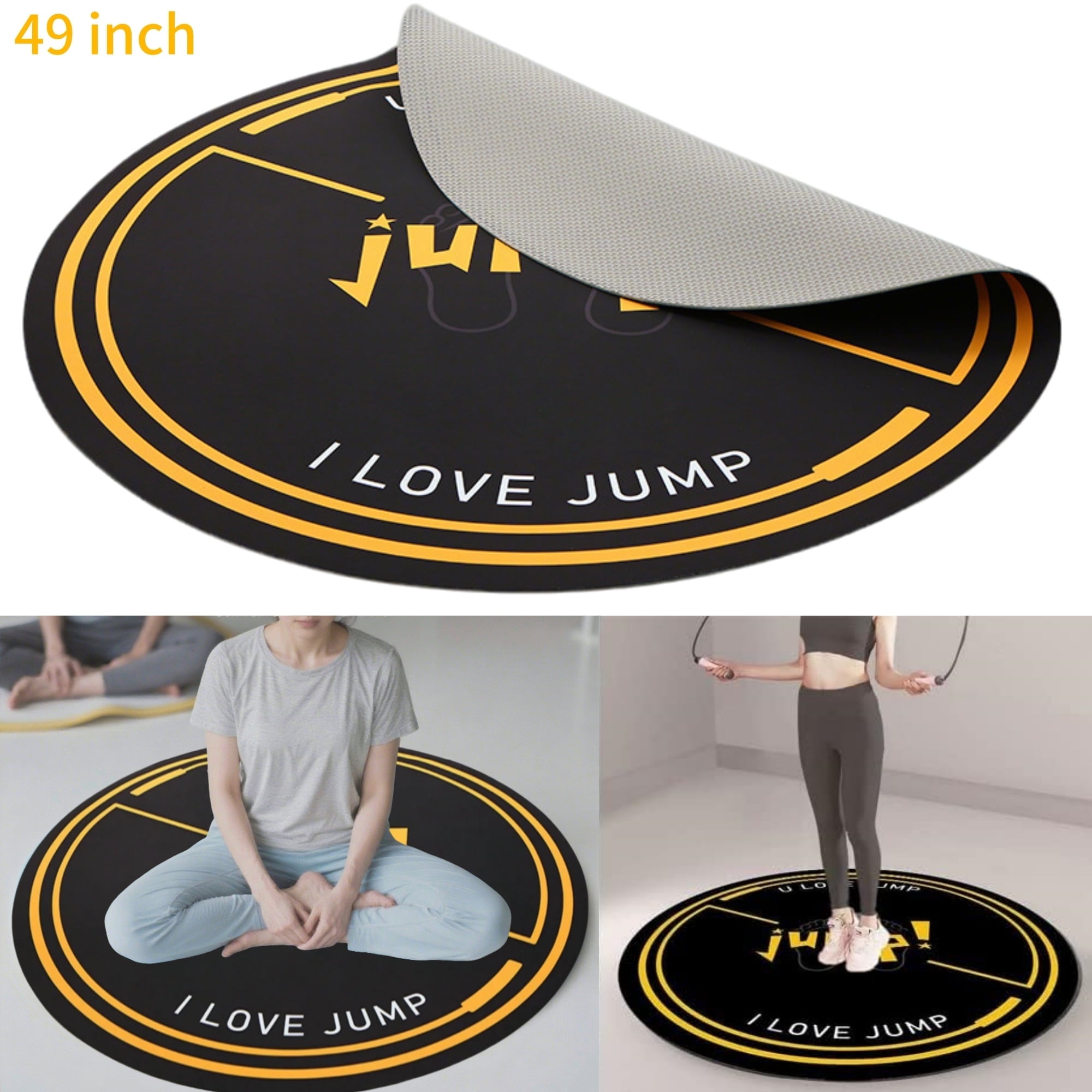 Gomok Jump Rope Mat, 49'' Round Non-Slip Silicone Pad, 6mm Thick Shock ...