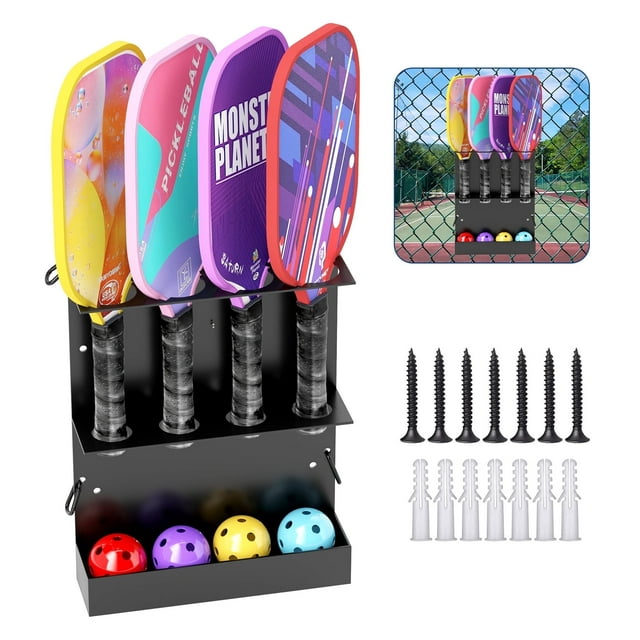 Gomok Pickleball Paddle Rack, Expandable Metal Pickleball Paddle Holder ...