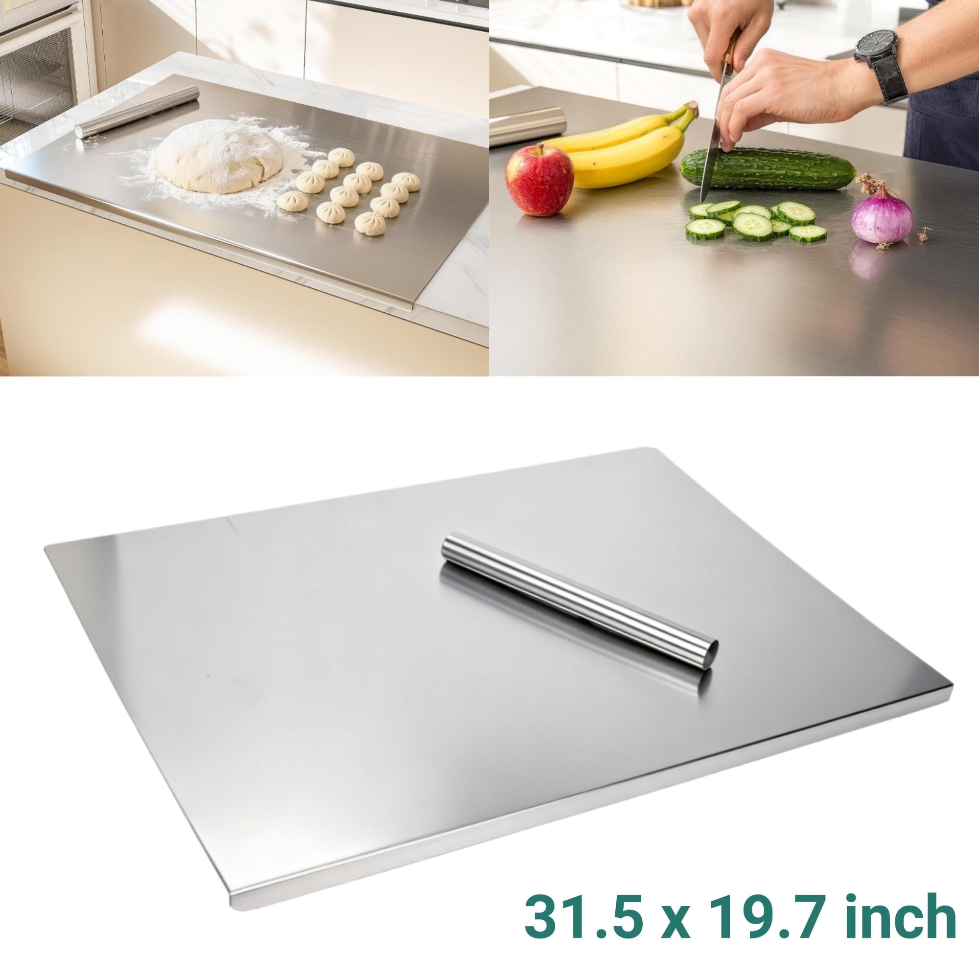 Gomok 304 Stainless Steel Cutting Board, 31.5" x 19.7" Large Size ...
