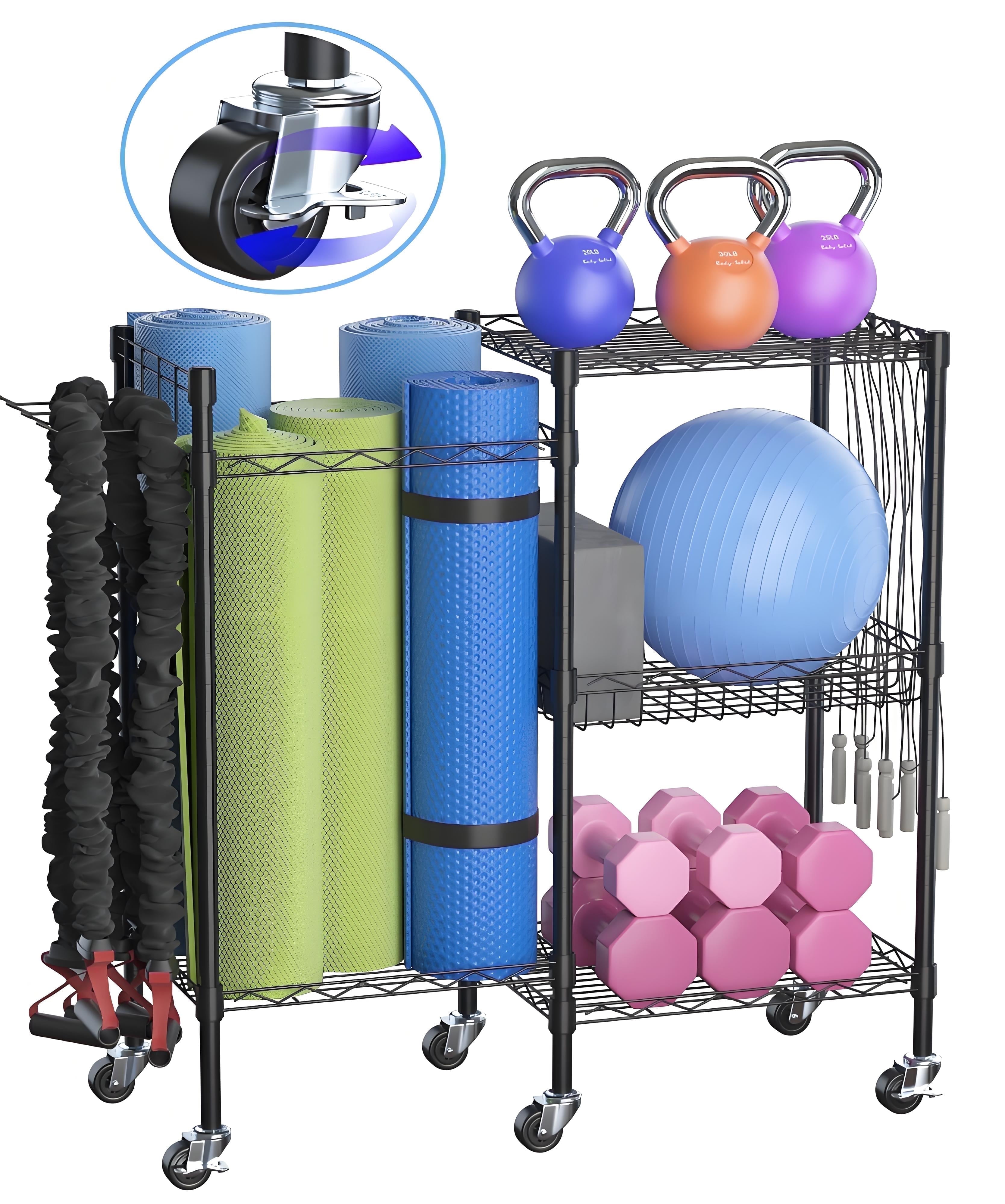 Gomok Heavy-Duty Home Gym Storage Rack, Yoga Equipment Storage ...