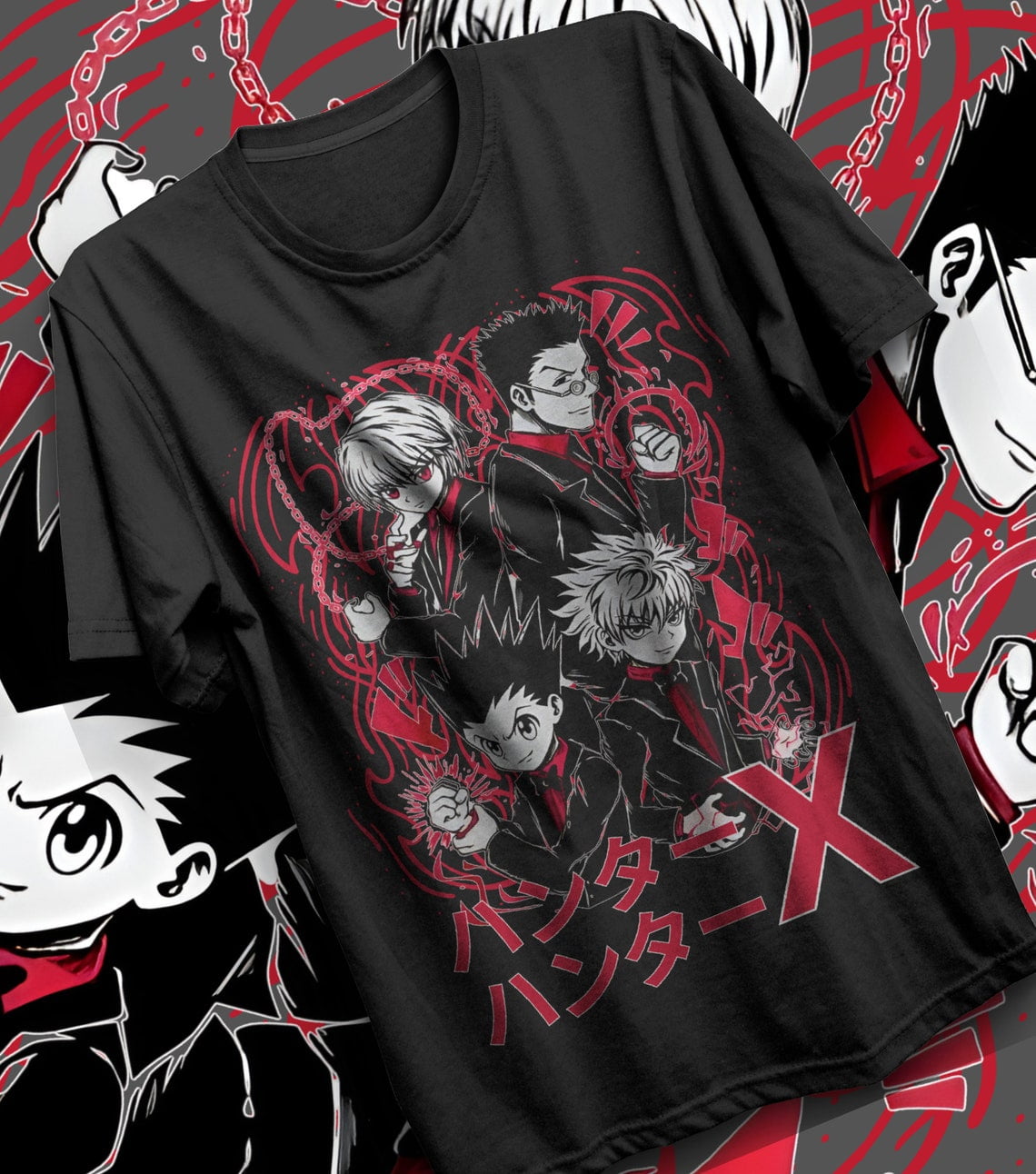 Gon Killua Kurapika Leorio Shirt, Hunter X Hunter Manga Anime T-shirt ...