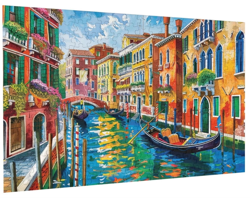 Gondolas Ride 100 Piece-Format Puzzle Vibrant Italy Venetian Scenery ...