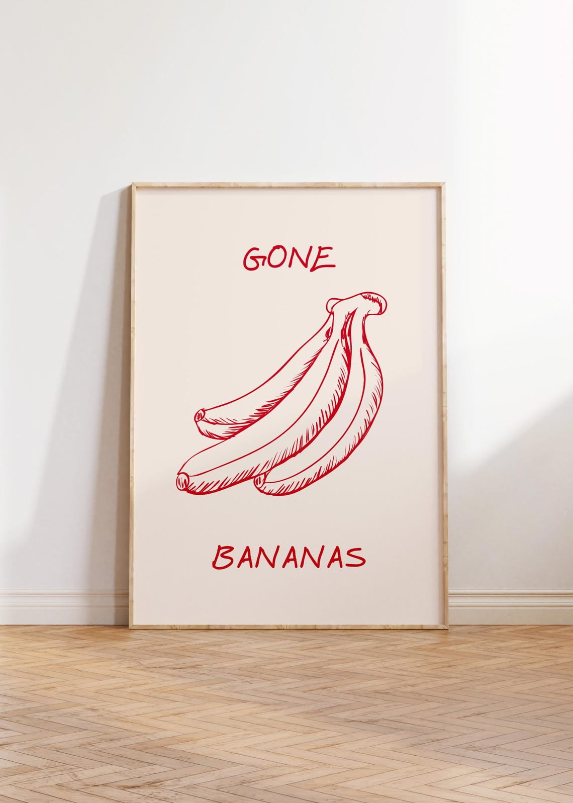 Gone Bananas Print Cute Fruit Poster Trendy Kitchen Wall Art Banana ...