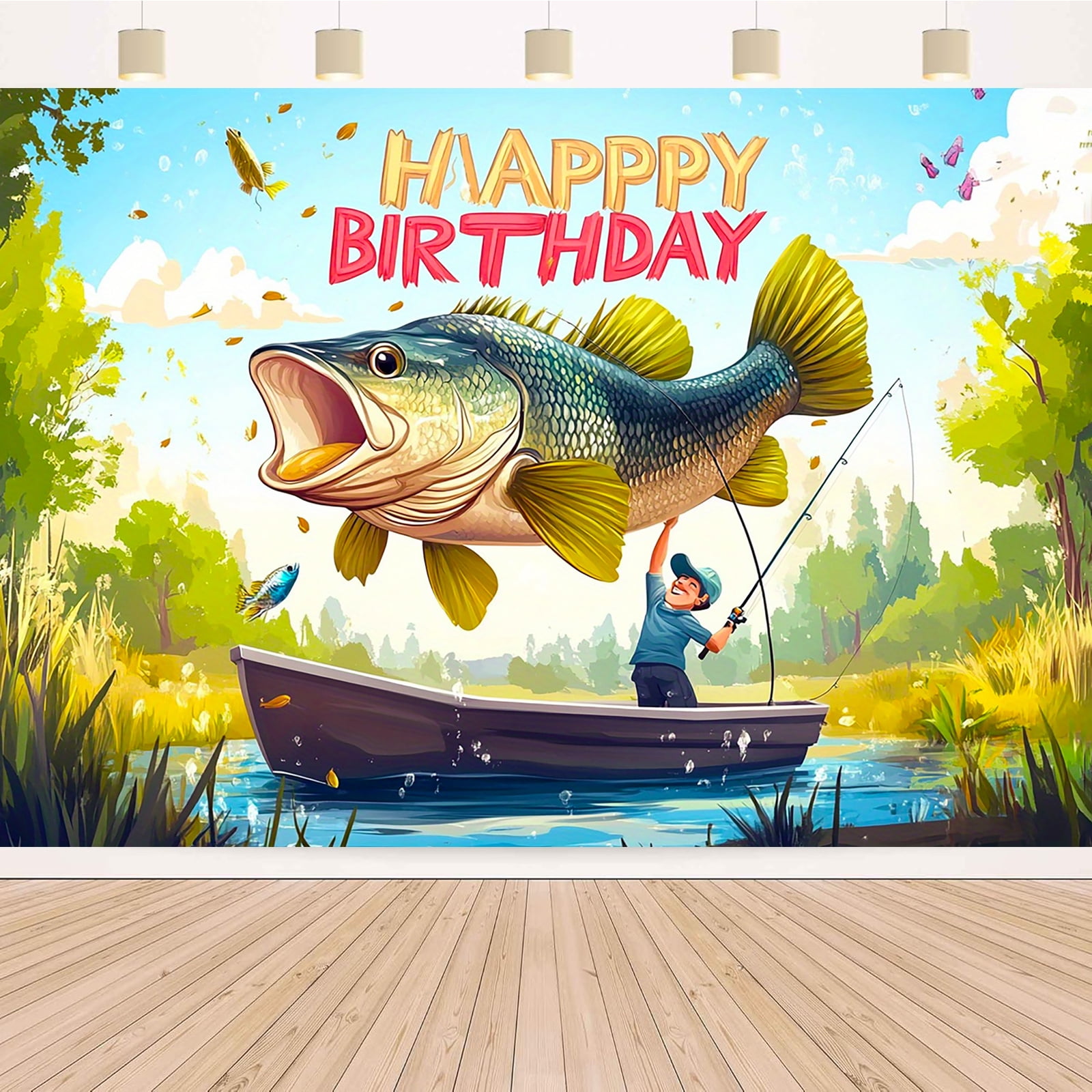 Gone Fishing Backdrop Fish Mouth Fishing Happy Birthday Photography ...