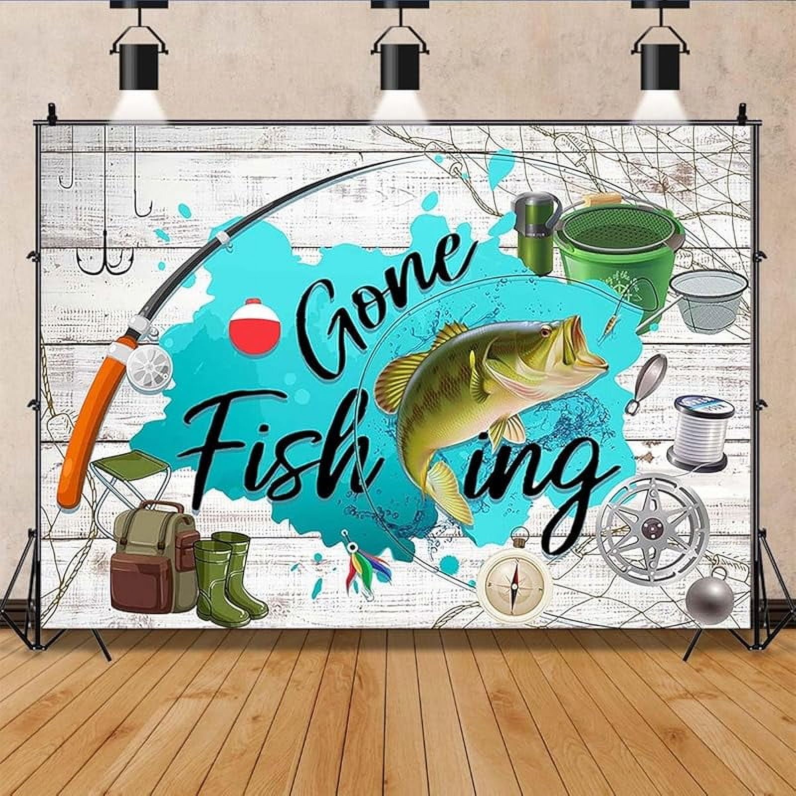 Gone Fishing Backdrop Wooden Wall Fishing Theme Birthday Party O Fish ...