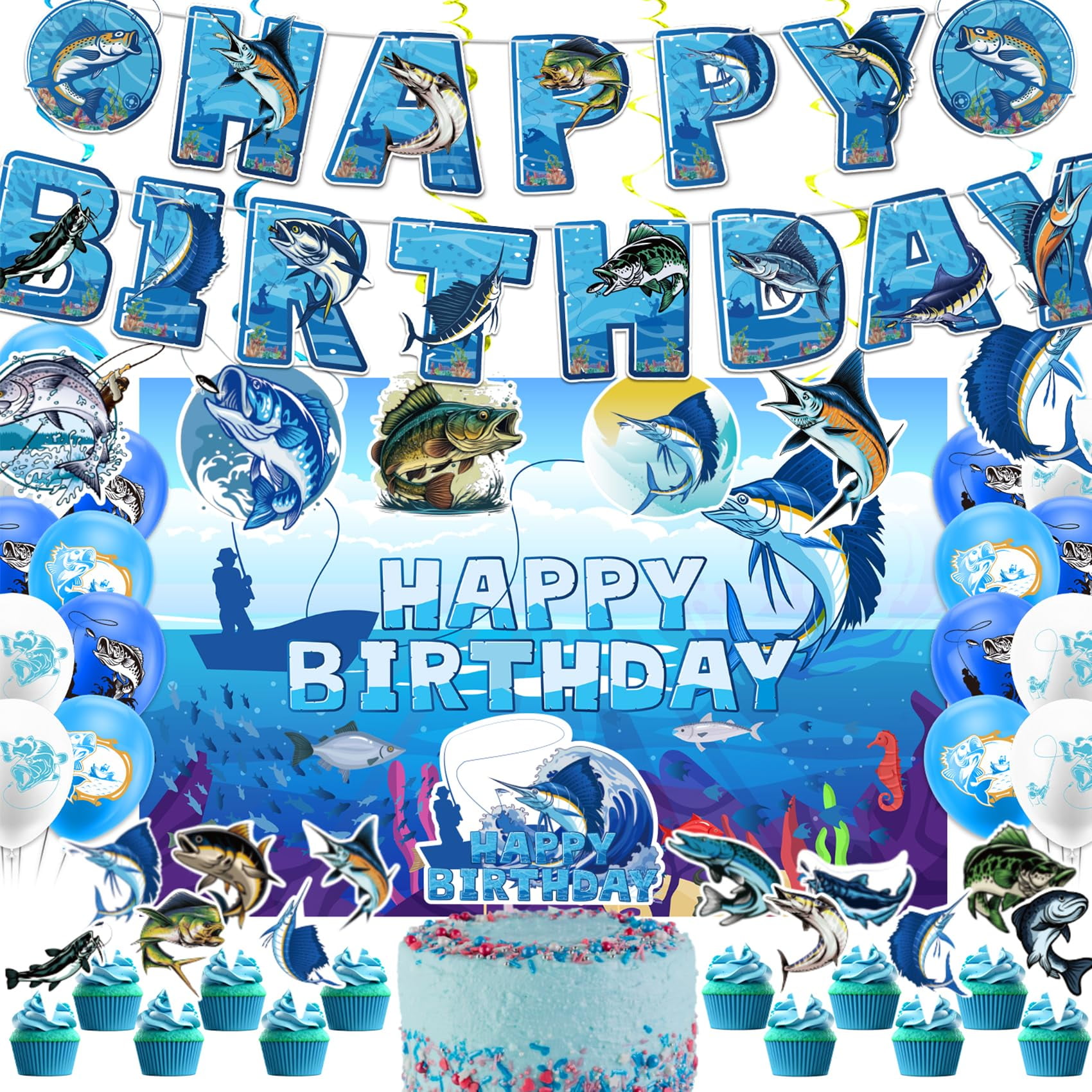 Gone Fishing Birthday Party Decorations Fishing AFN1Party Supplies Gone ...