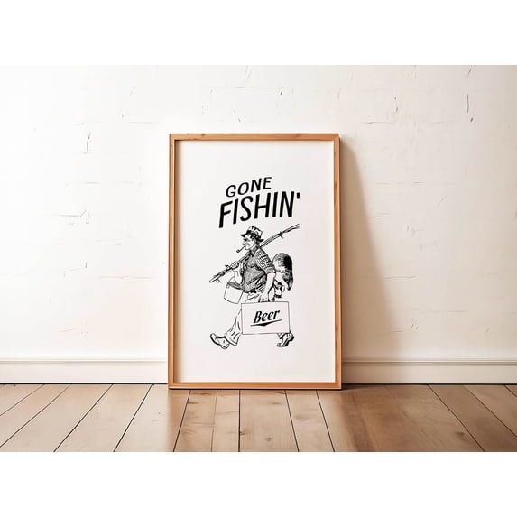 Gone Fishing Cabin Wall Art, Unframed Paper Print Size 12x18 - Walmart.com