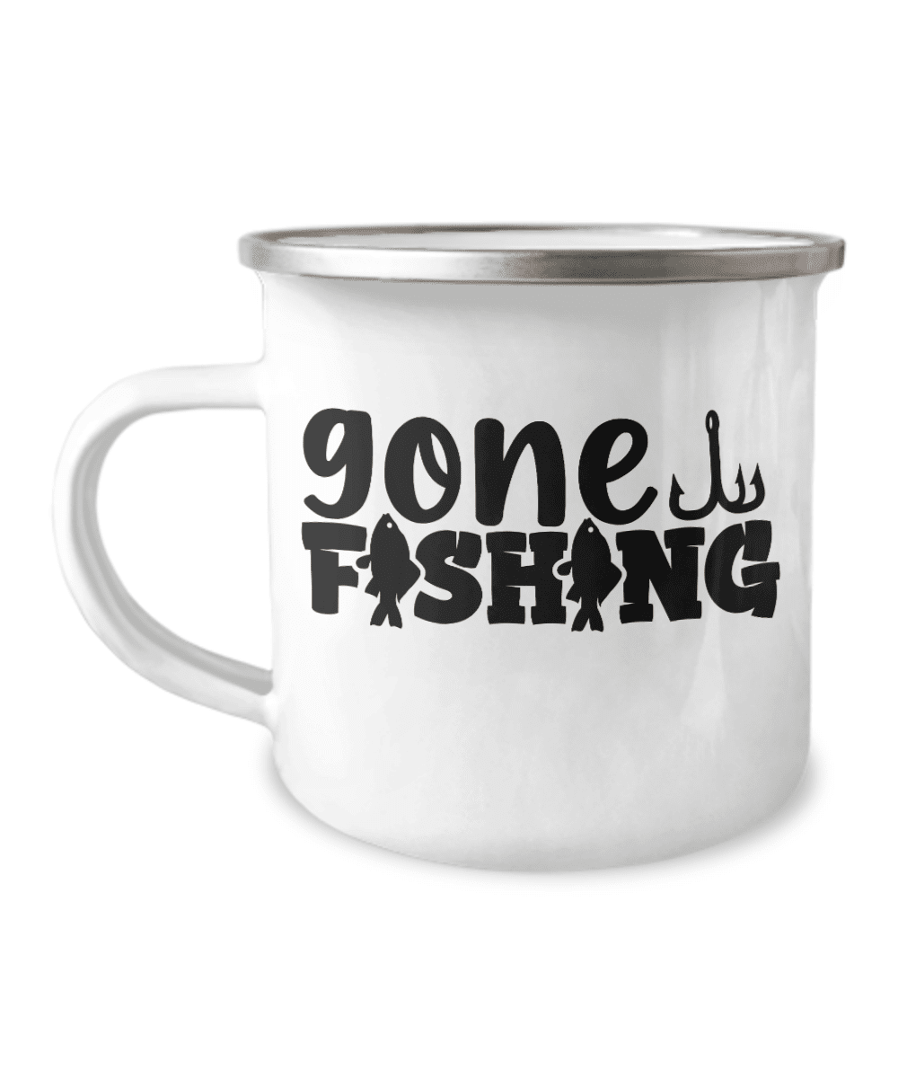 Gone Fishing Enamel Camper Mug - Funny Fisher Gift Idea - Walmart.com