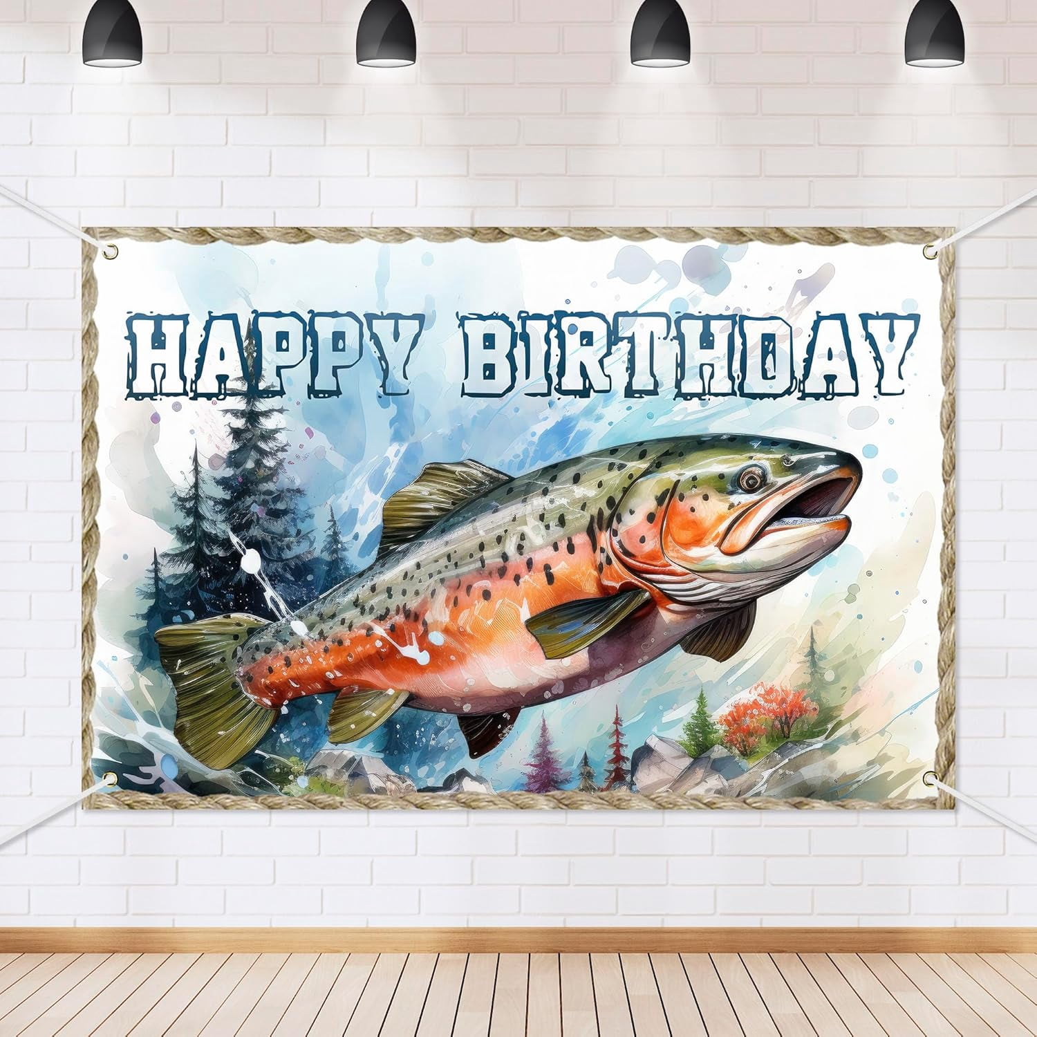 Gone Fishing Happy Birthday Backdrop Banner Camp Lake Fishing Theme ...