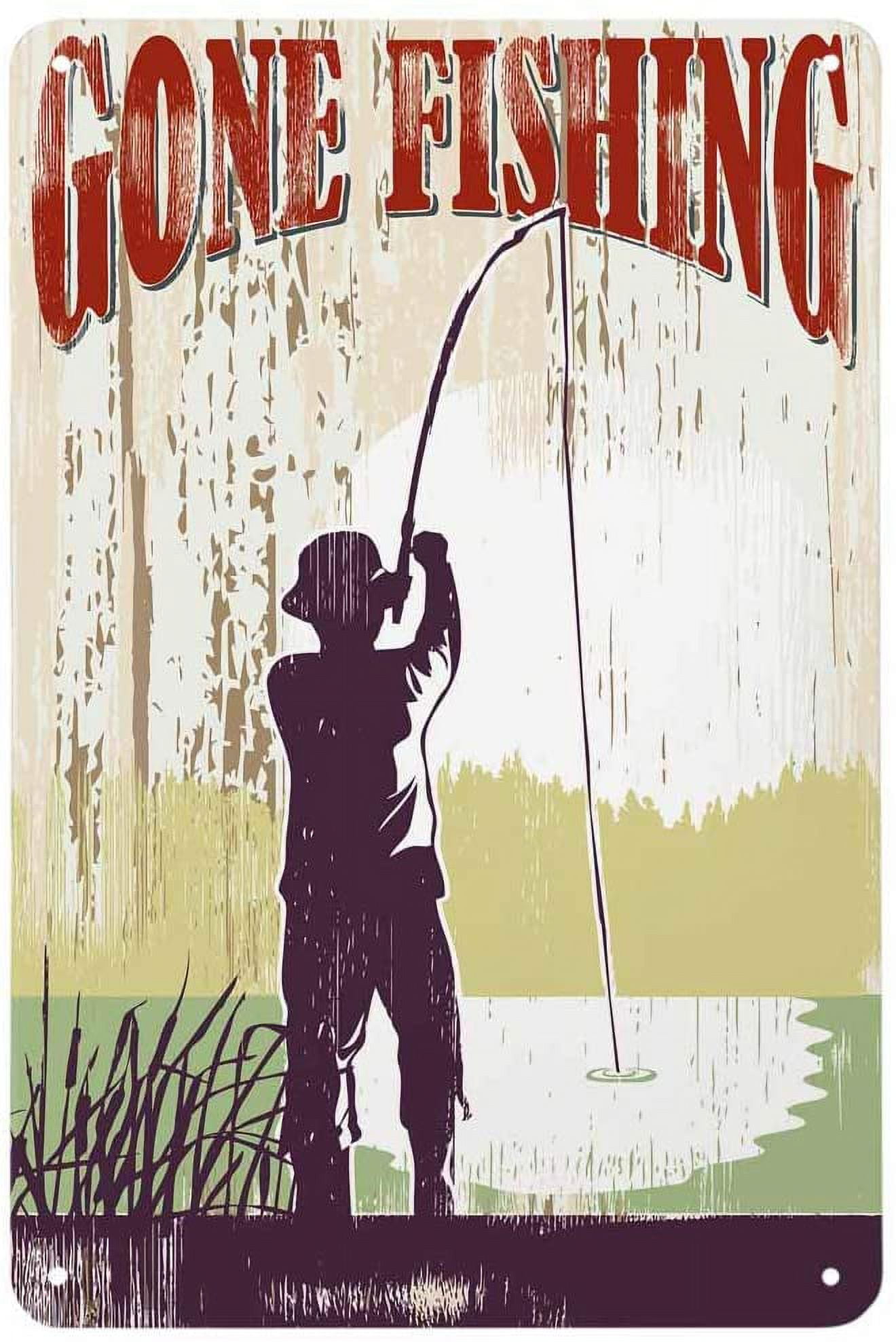 Gone Fishing Metal Tin Signs-Metal Tin Exquisite Wall Art Decor ...