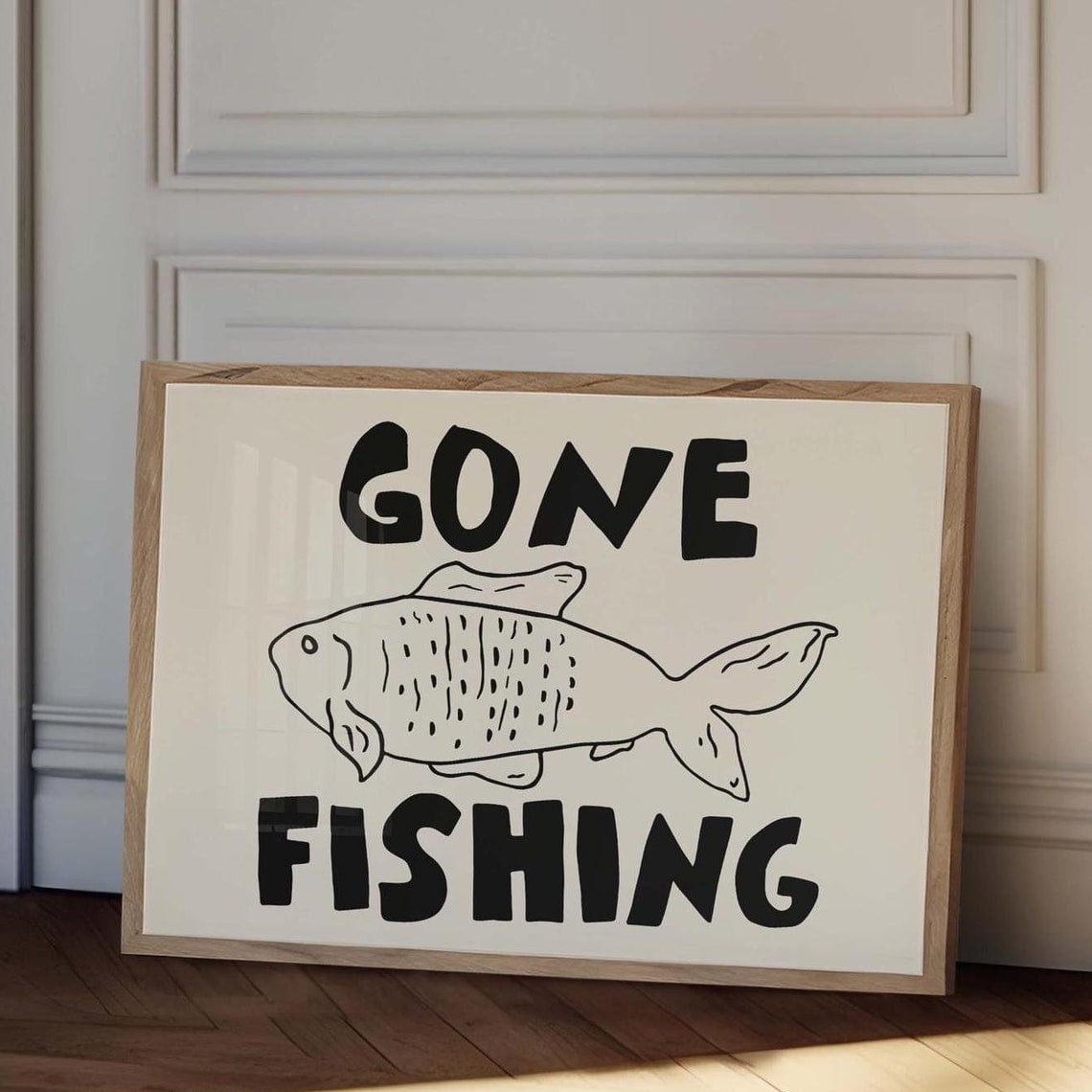 Gone Fishing Poster Beach Wall Art Retro Print Fishing Print Coastal ...