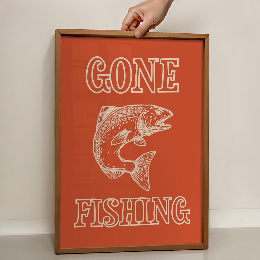 Gone Fishing Poster: Rustic Cabin Decor, Angler Gift ( Art) UNFRAMED ...
