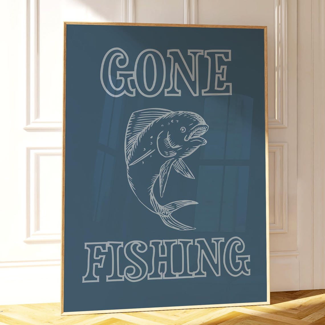 Gone Fishing Poster, Rustic Fishing Art, Cabin Wall Decor, Vintage Fish ...
