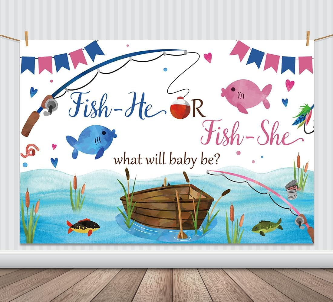 Gone Fishing Themed Baby Shower Backdrop for 1st Birthday Photo ...