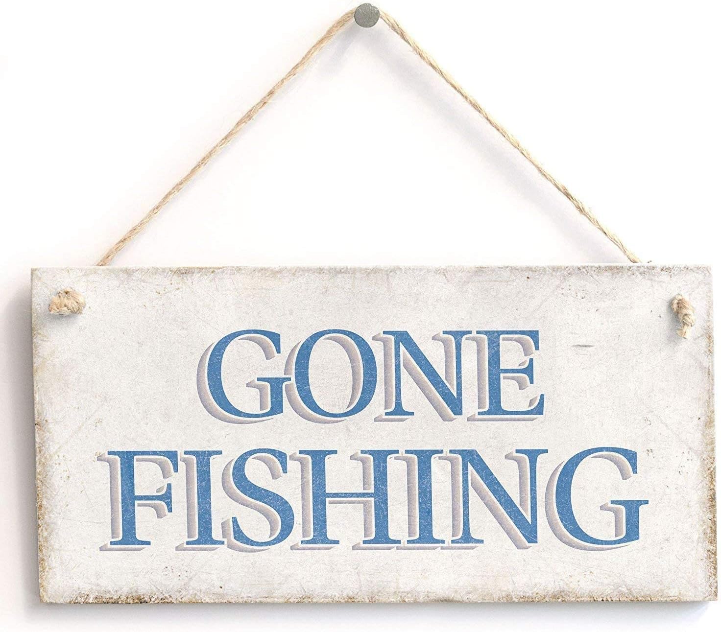 Gone Fishing Vintage Hanging Wooden Signs Plaque for Him Fisherman 10x5 ...
