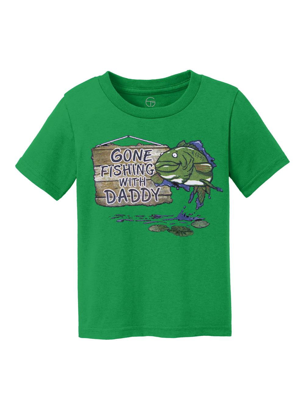 Gone Fishing With Daddy Kids Cotton T-Shirt - Clover Green - X-Large ...