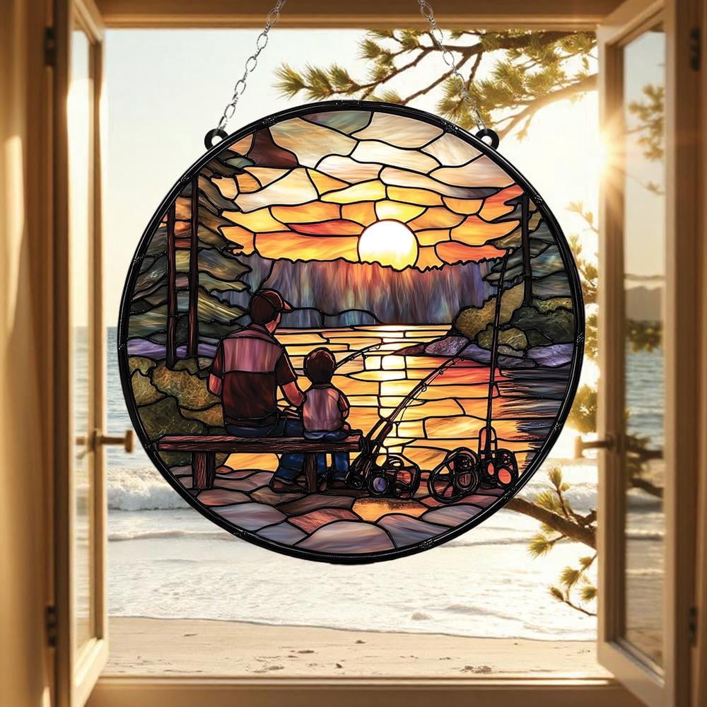Gone Fishing in Heaven Window Hanging, Custom Fishing Suncatcher Gift ...