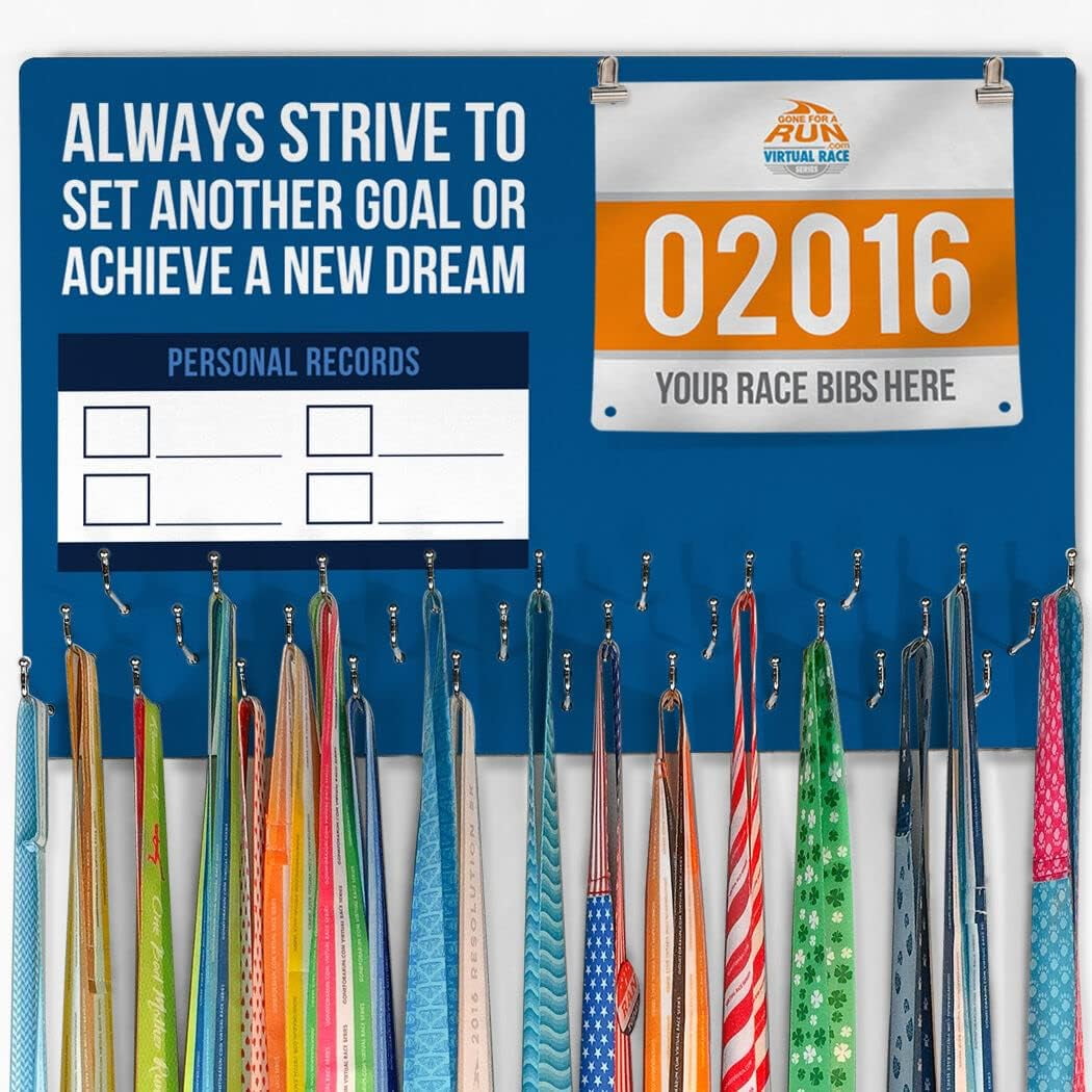 Gone For a Run Hooked on Medal Hanger and Bib Display with Dry Erase ...