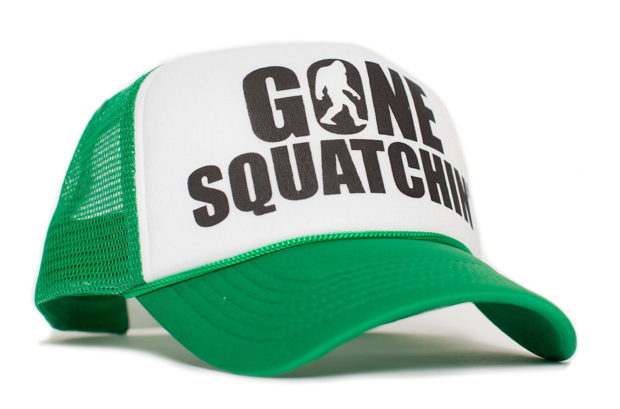 Gone Squatchin' Unisex-Adult Trucker Hat -One-Size Green/White Bobo Cap ...