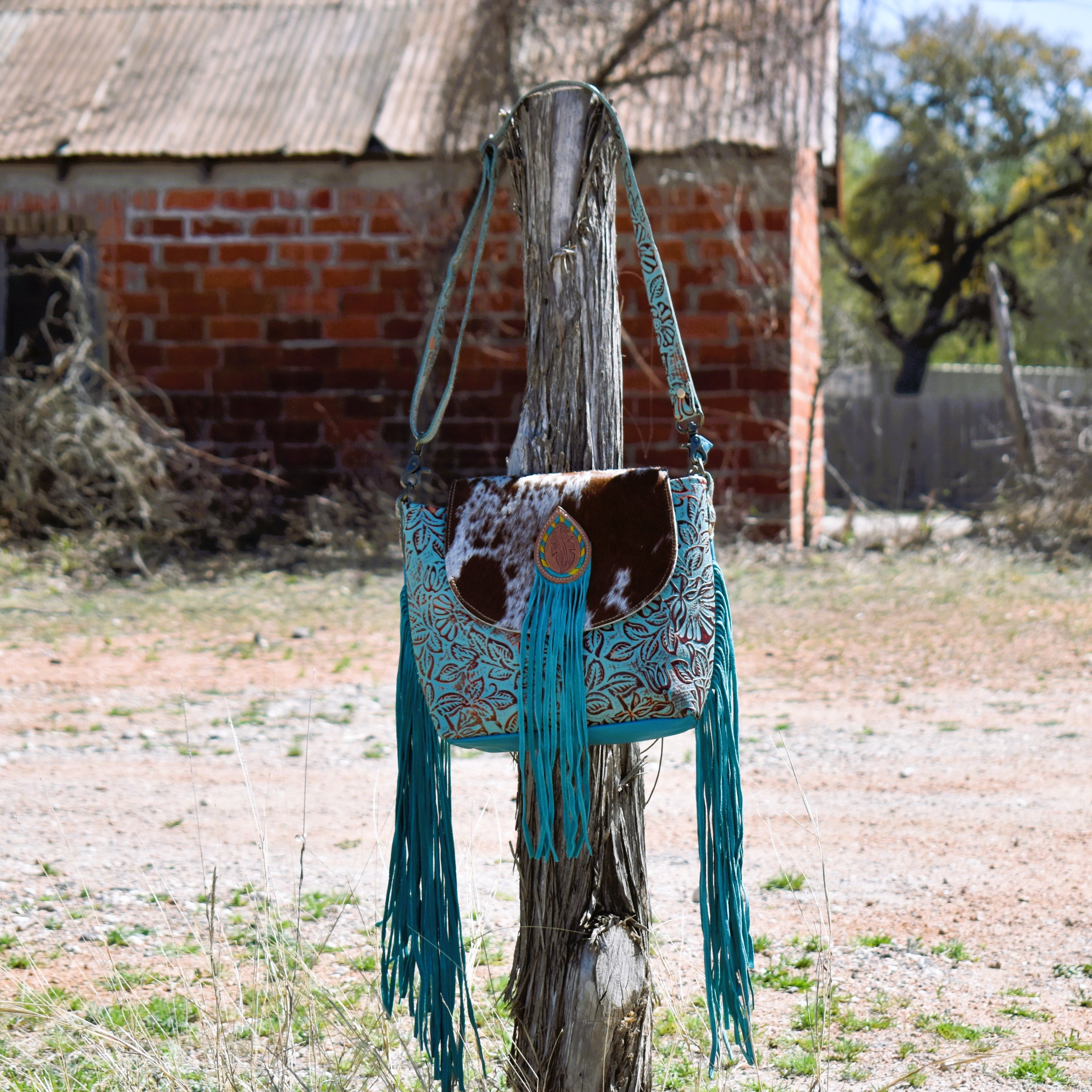 Gone With The Wind Bag - Turquoise Tooled Leather Rodeo Bag with Suede ...