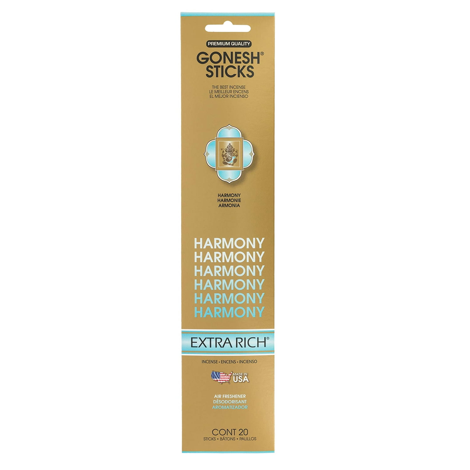 Gonesh Extra Rich Harmony Incense Sticks, 20/PK,Pack of 12 - Walmart ...