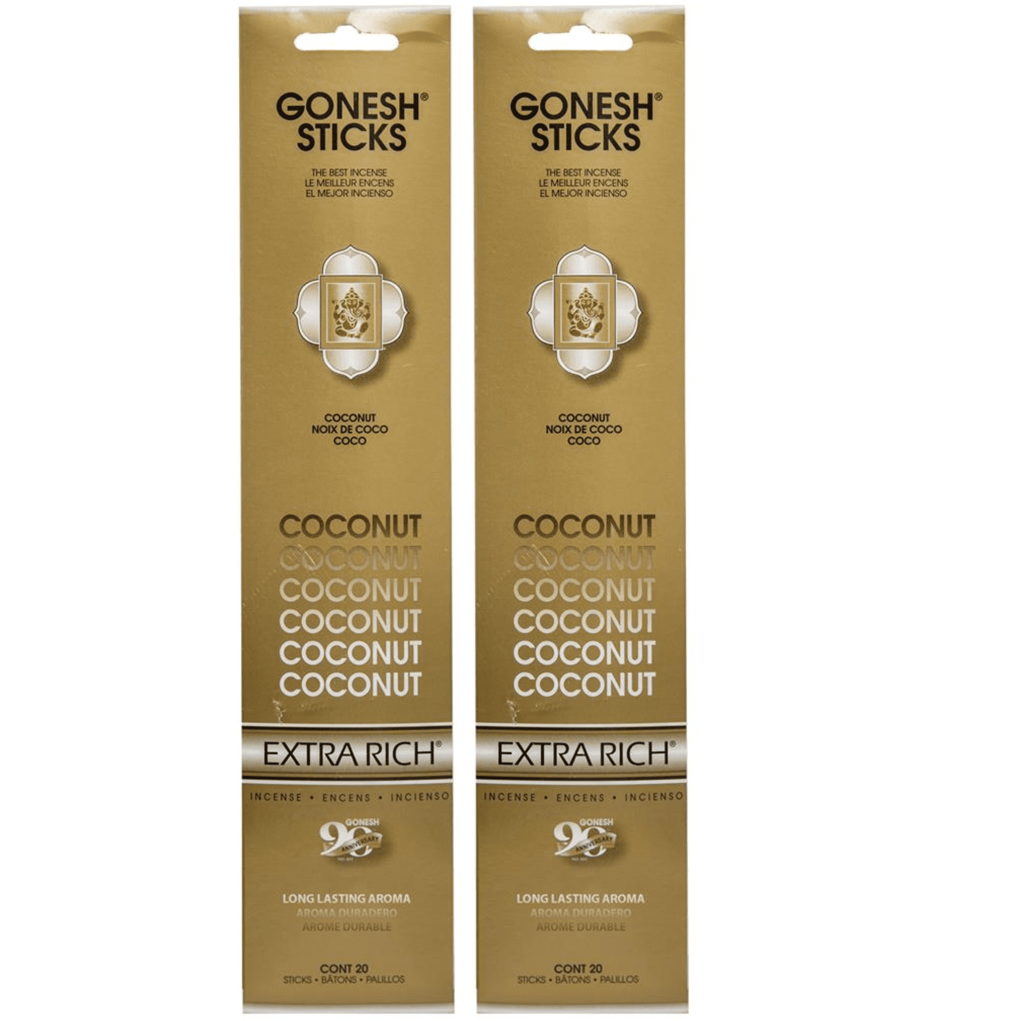 Gonesh Incense Sticks COCONUT EXTRA RICH,2 Pack (160 Incense Sticks ...