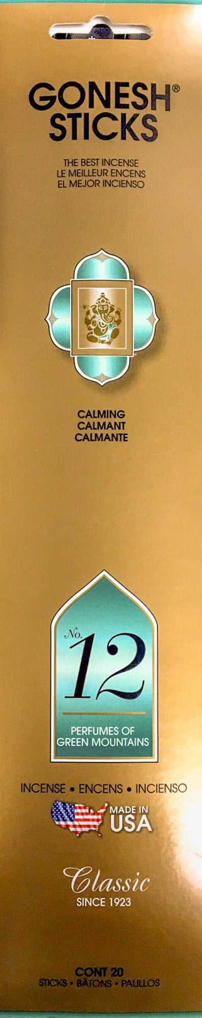 Gonesh Incense Sticks, Classic No. 12 Perfumes of Green Mountains - 20 Sticks - Walmart.com