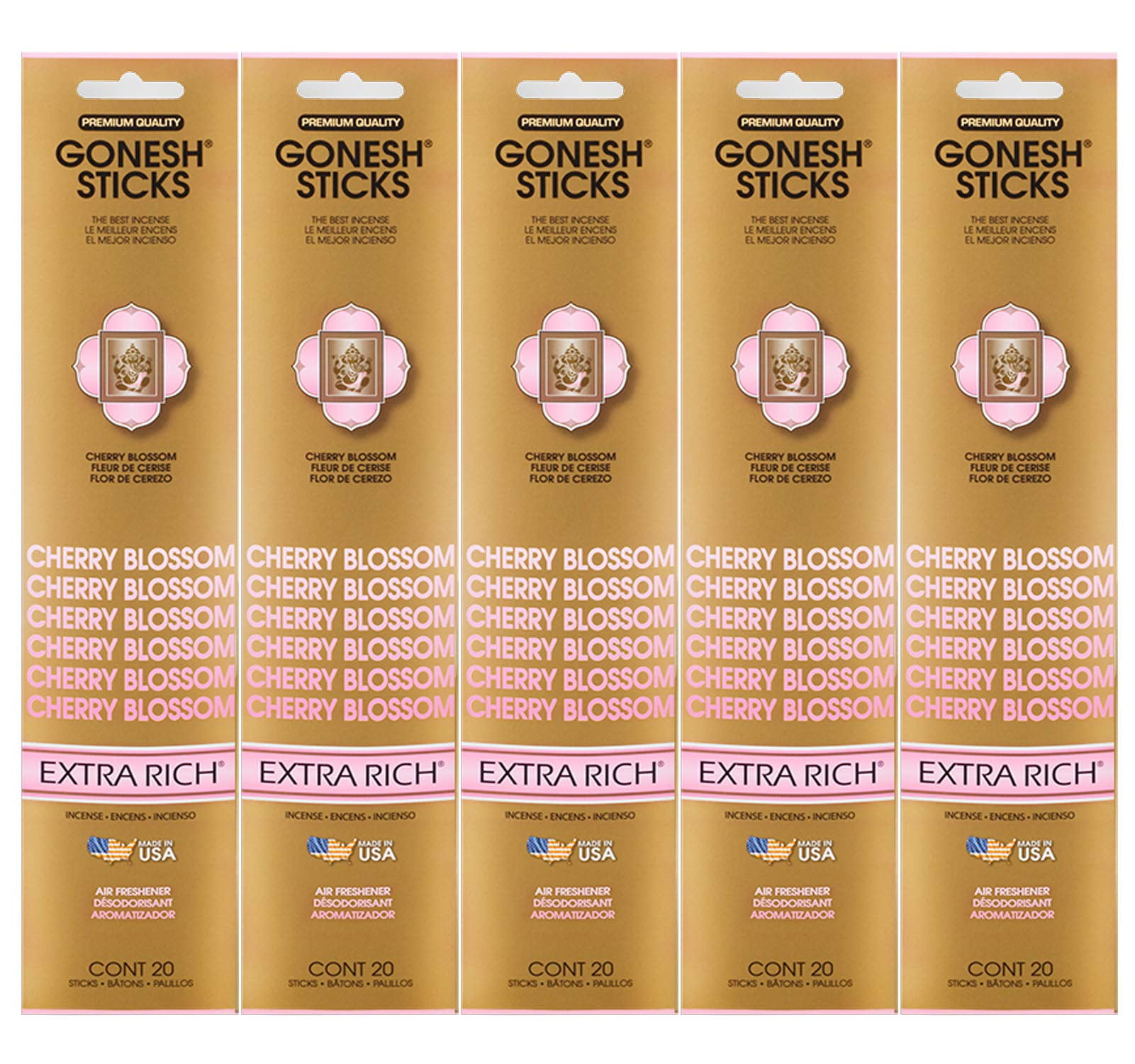 Gonesh Incense Sticks Extra Rich Collection - Cherry Blossom 5 Packs ...