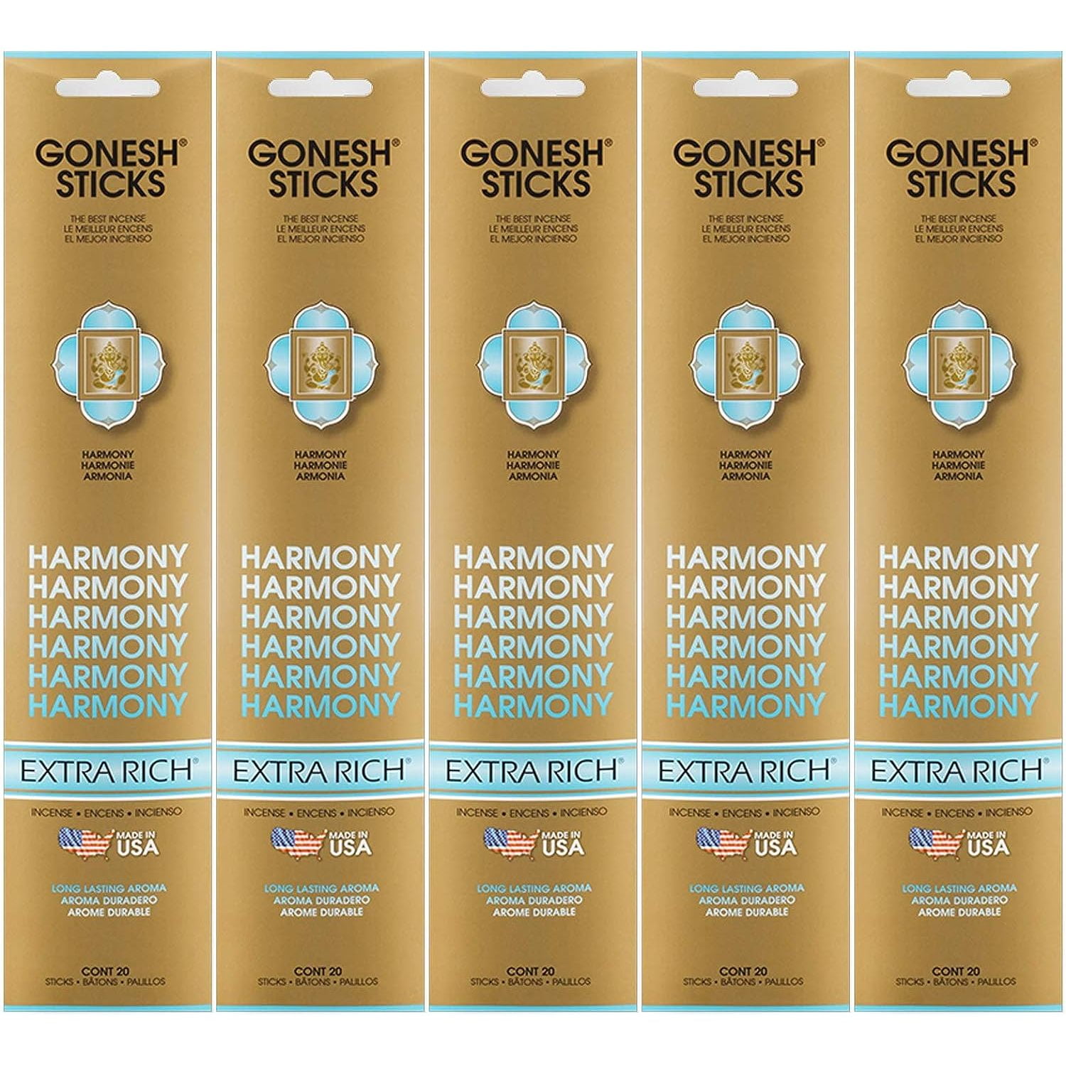 Gonesh Incense Sticks Extra Rich Collection - Harmony 5 Packs (100 ...