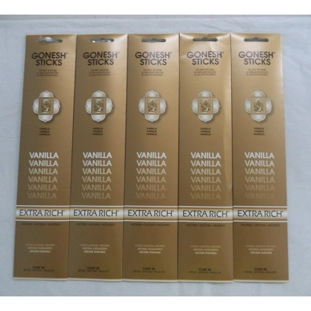 Gonesh Incense Sticks Extra Rich Collection - Vanilla 5 Packs (100 ...