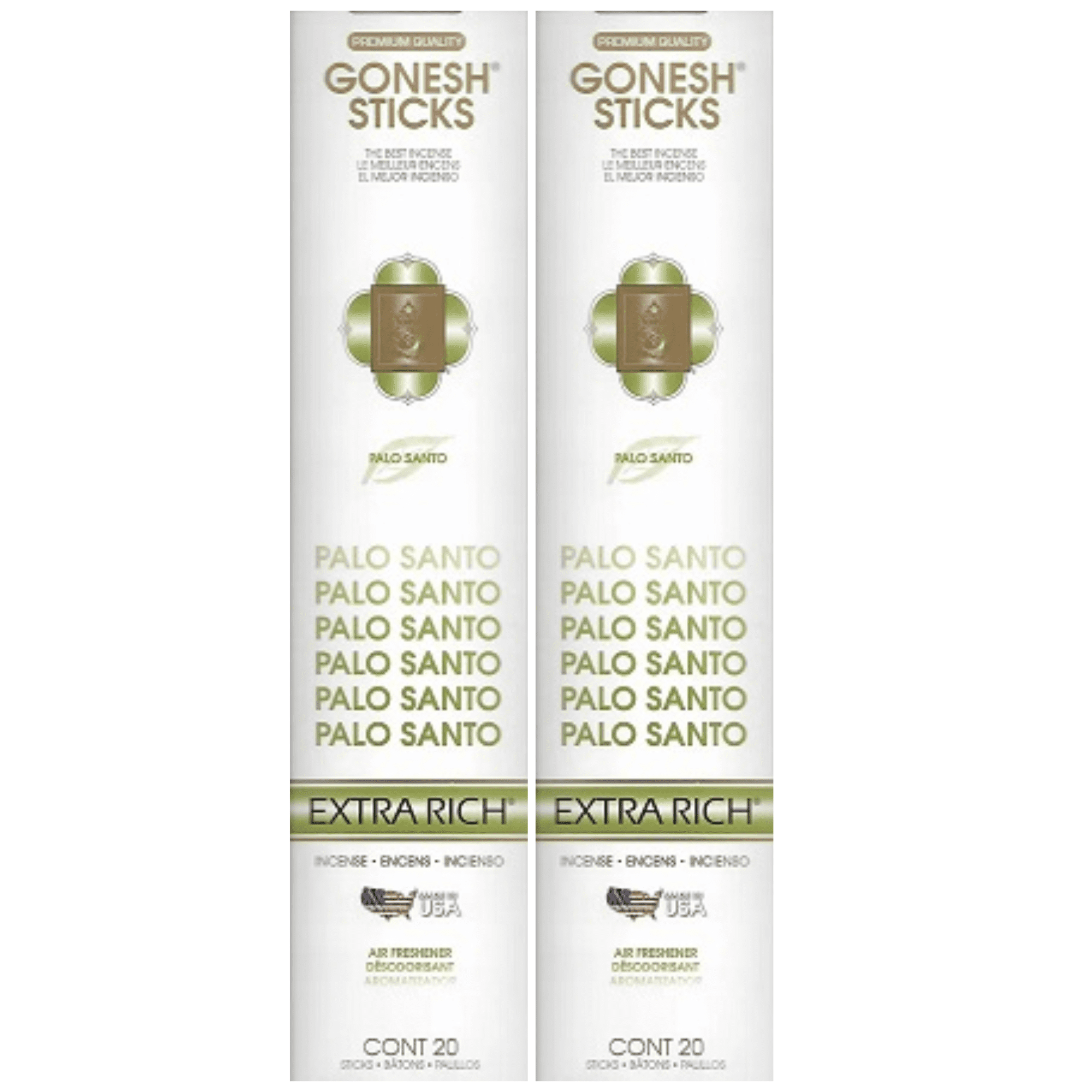 Gonesh Incense Sticks PALO SANTO EXTRA RICH 2 Pack Sealed for Optimum ...