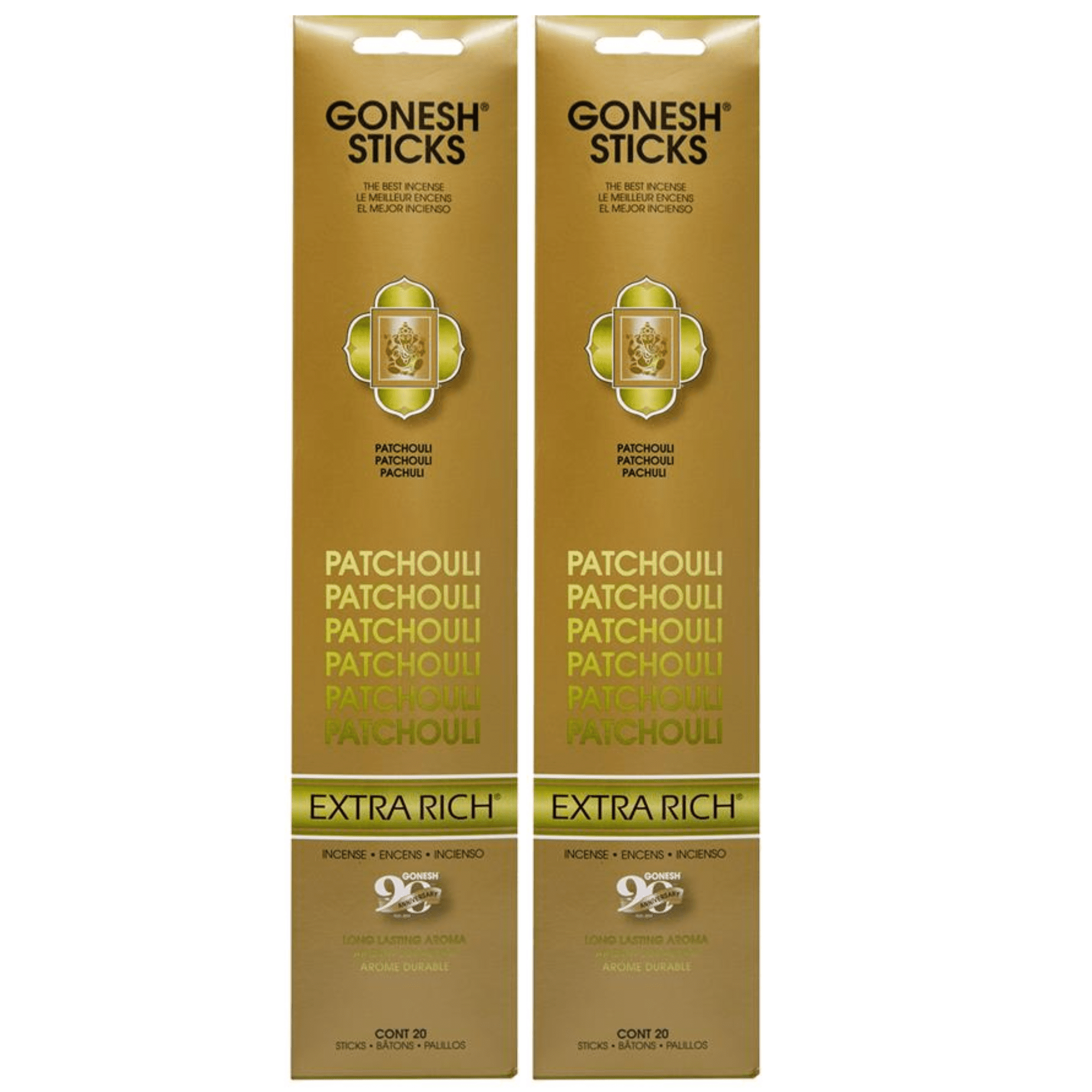 Gonesh Incense Sticks PATCHOULI EXTRA RICH 2 Pack Sealed for Optimum ...