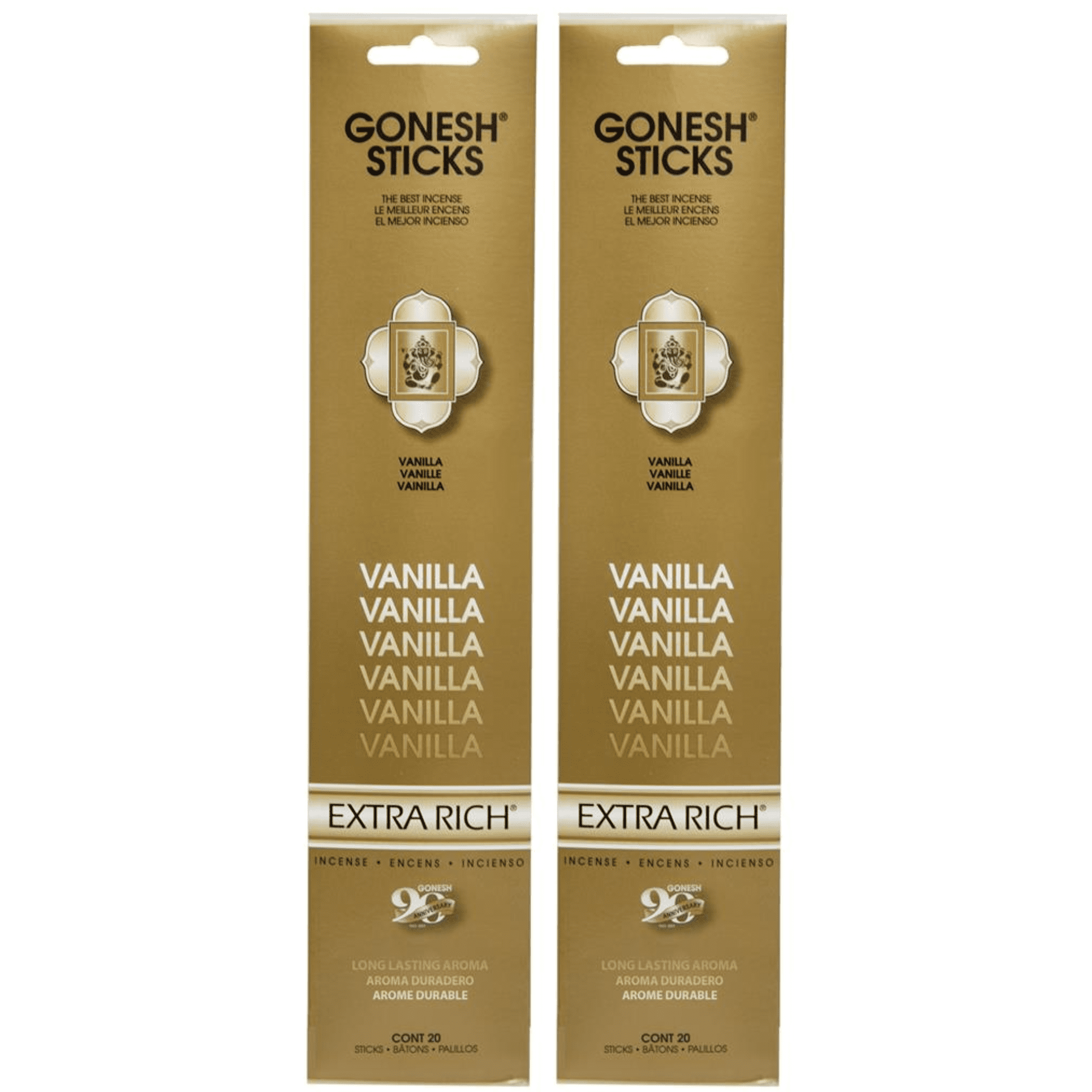 Gonesh Incense Sticks VANILLA EXTRA RICH 2 Pack Sealed for Optimum ...