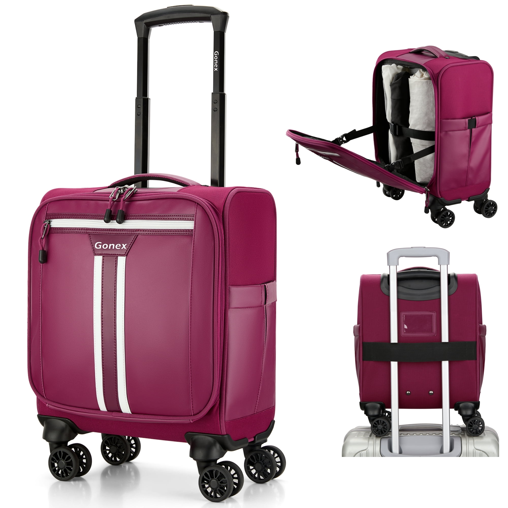 Gonex 14" Underseat Carry On Luggage with 4 Spinner Wheels, Softside ...