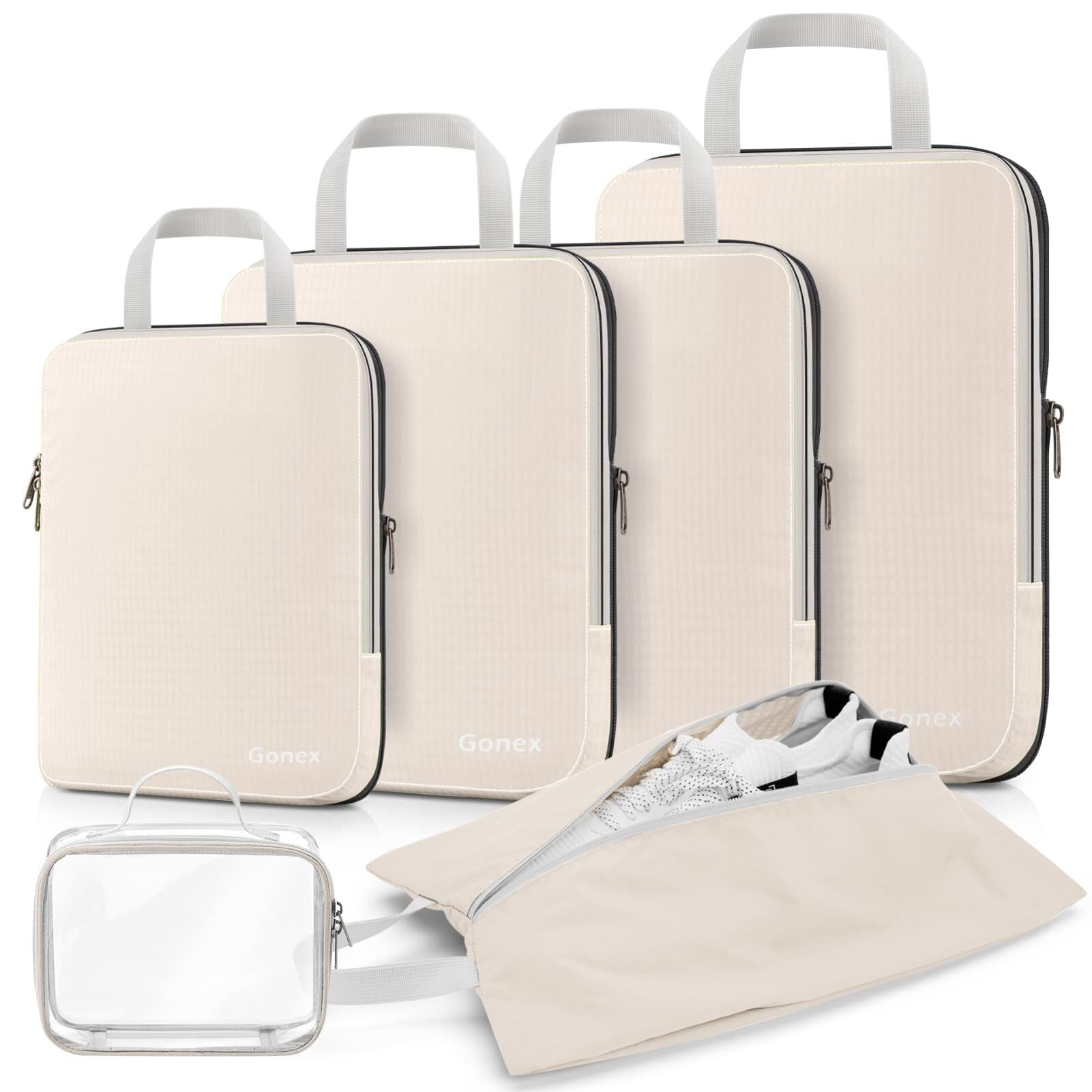 Gonex, Compression Packing Cubes, 6 Set, Space-Saving Travel Organizer ...