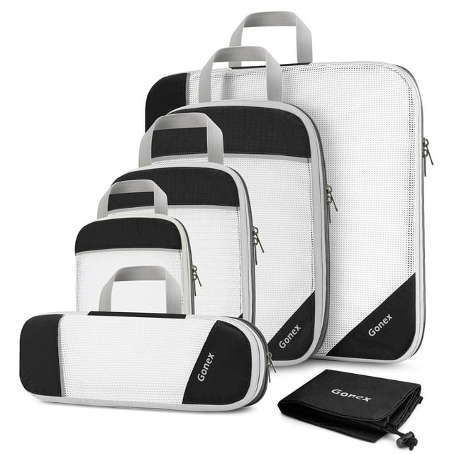 Gonex 6 Set Compression Packing Cubes, Mesh Luggage Organizers, Travel ...